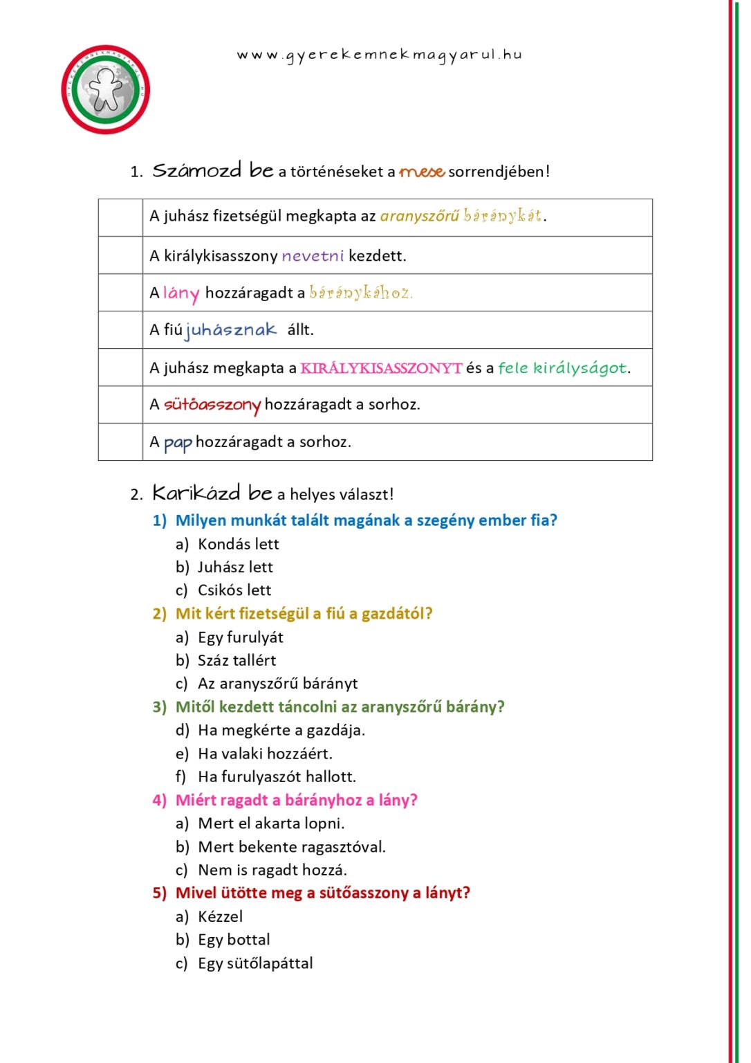 Mese: Az aranyszőrű bárány - gyerekemnekmagyarul.com
