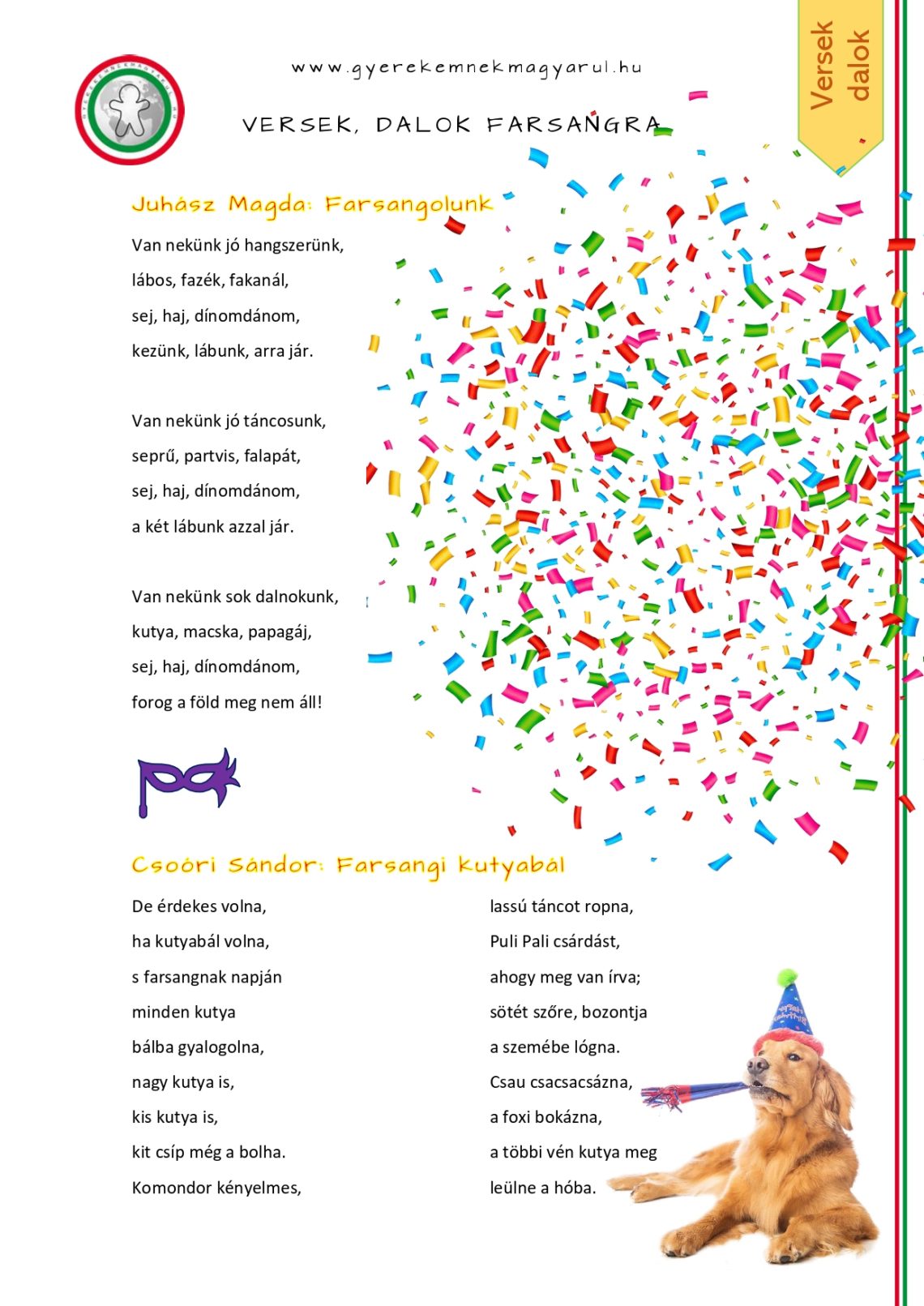Farsang: Versek, dalok farsangra - gyerekemnekmagyarul.com
