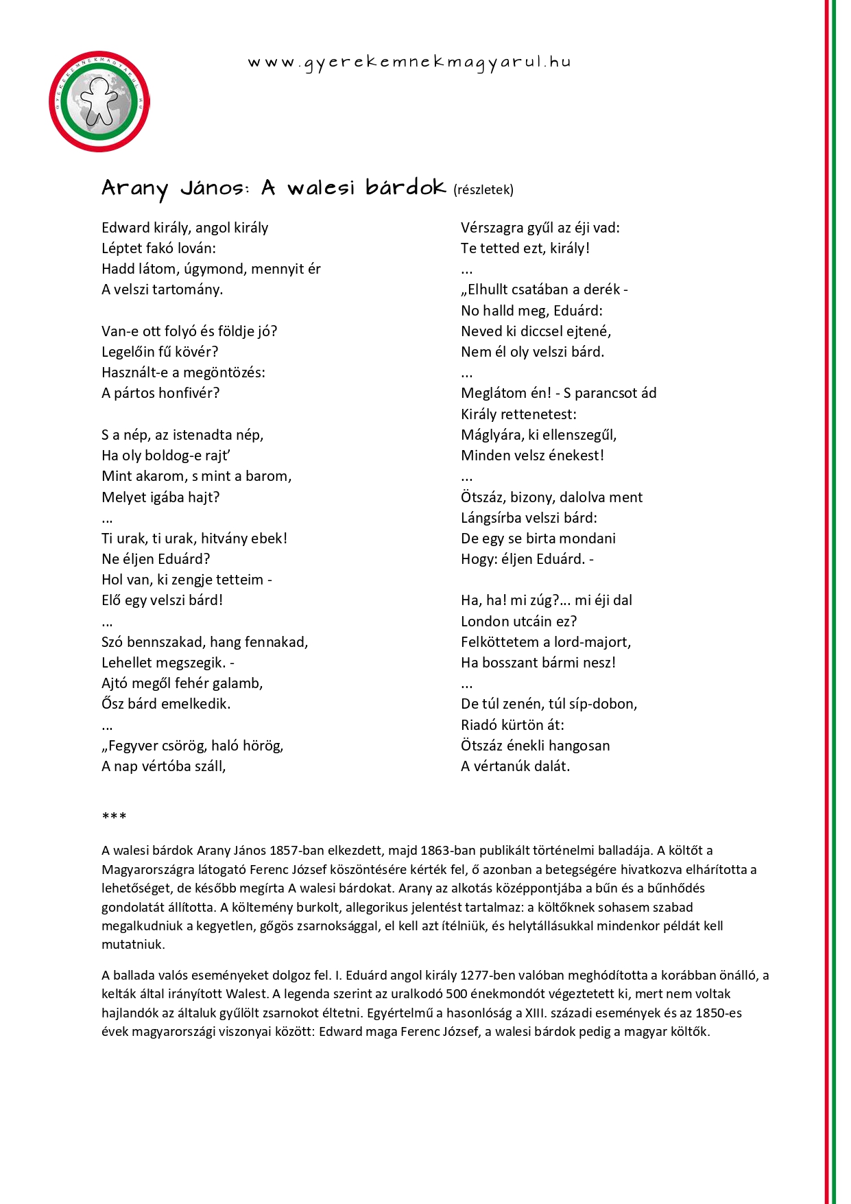 Arany János, a ballada Shakespeare-je - gyerekemnekmagyarul.com