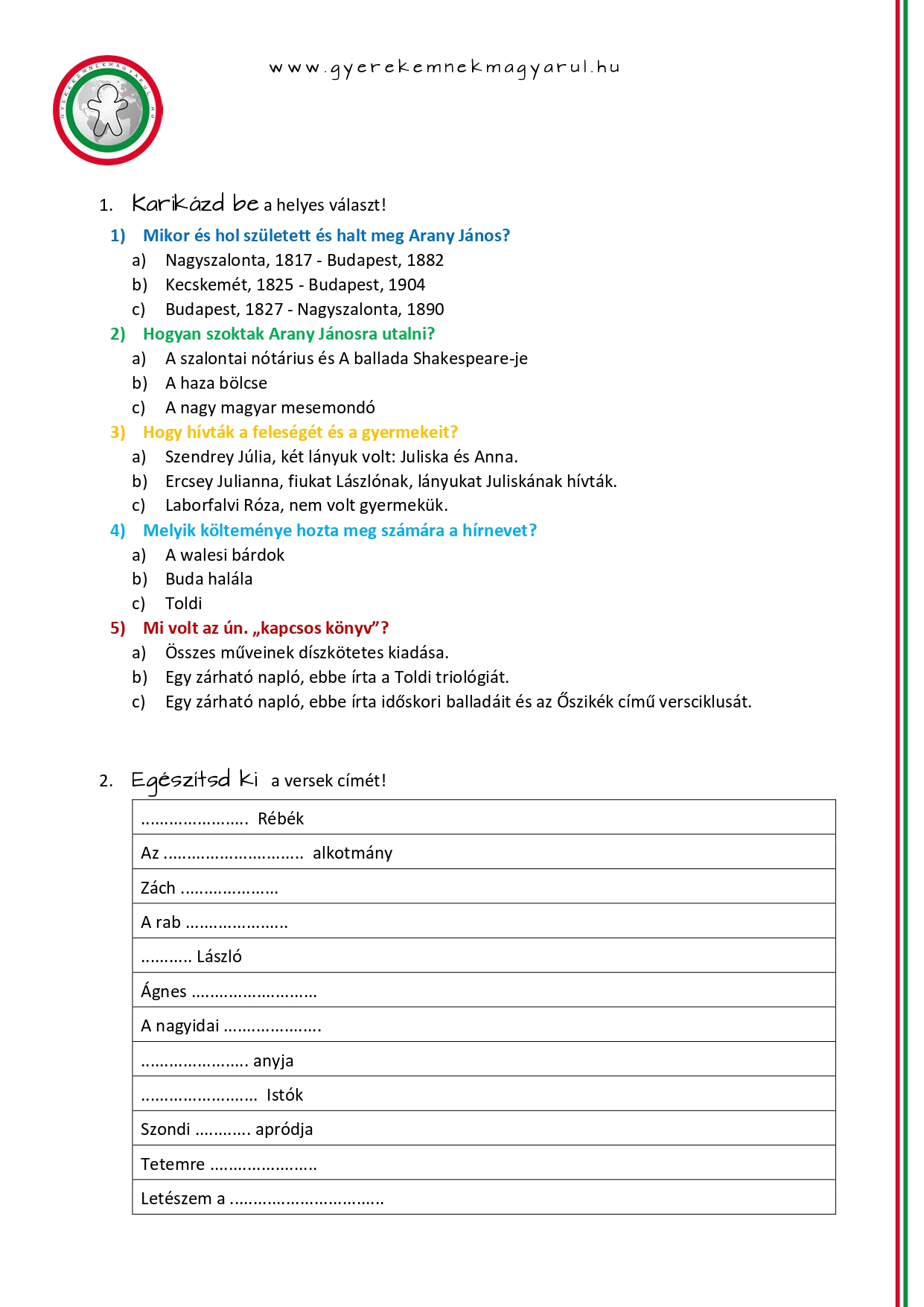 Arany János, a ballada Shakespeare-je - gyerekemnekmagyarul.com